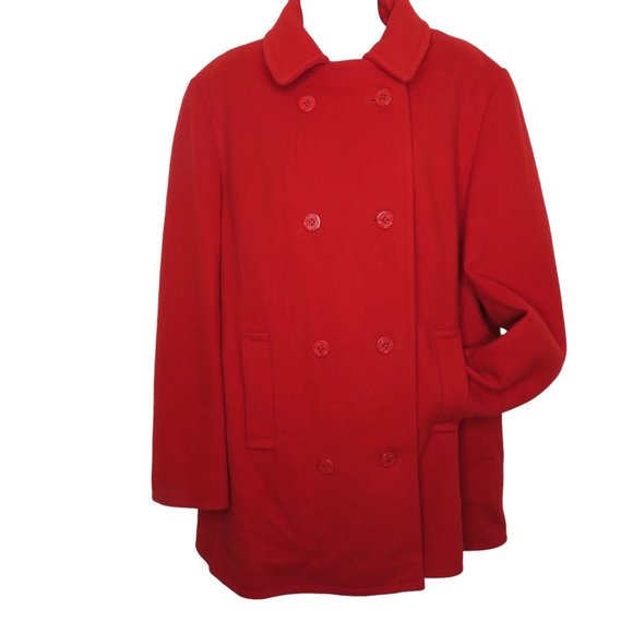 Jg Hook | Jackets & Coats | Vintage Jg Hook Pure Wool Red Pea Coat M ...